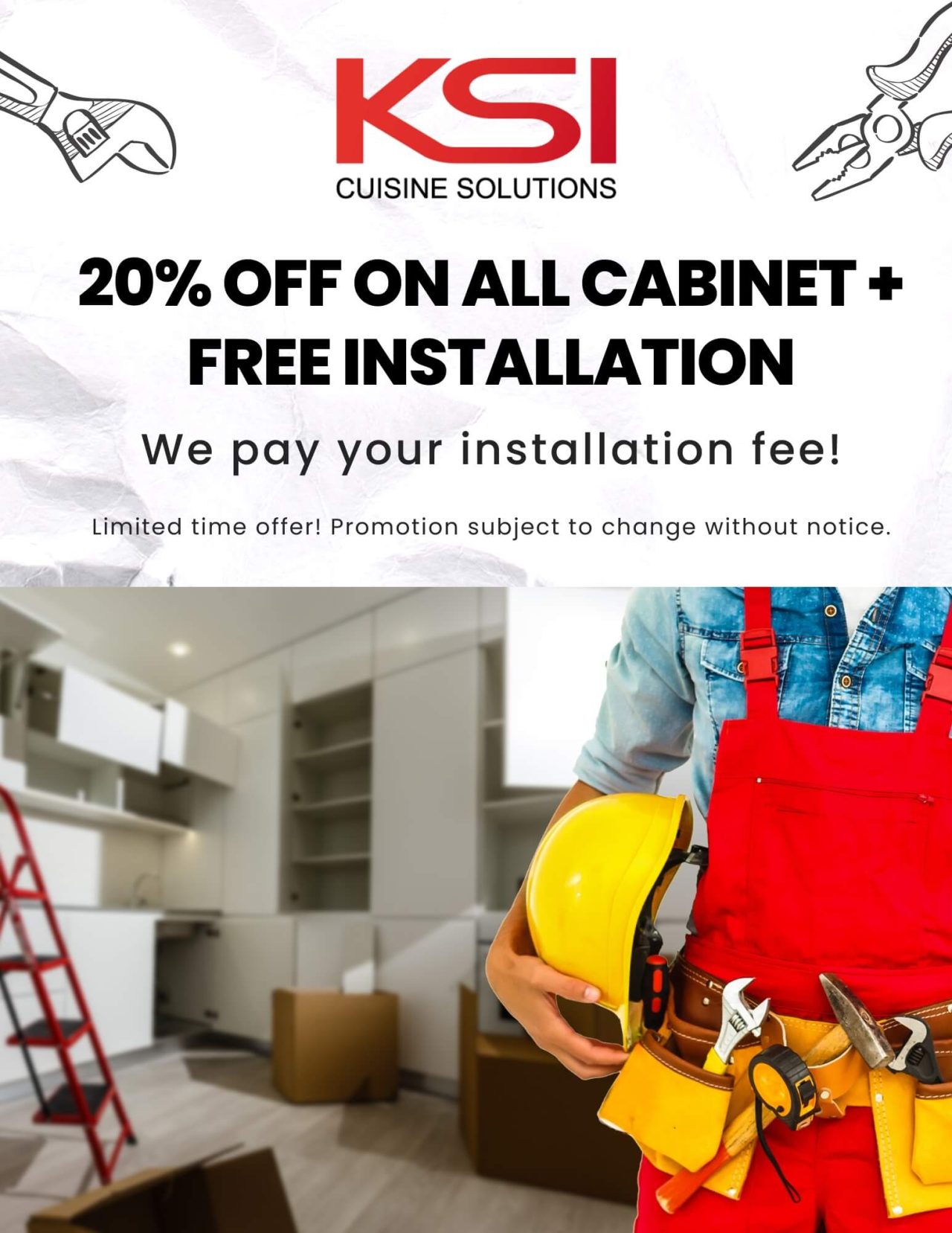 kitchen cabinets sale: 20% Off on all cabinet + Free installation